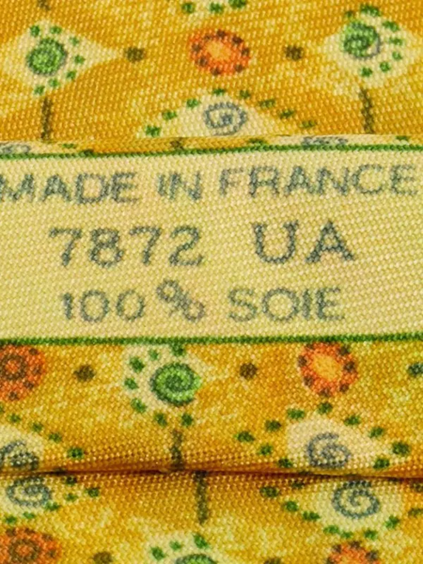 Hermès Geometric Print Silk Neck Tie - Yellow