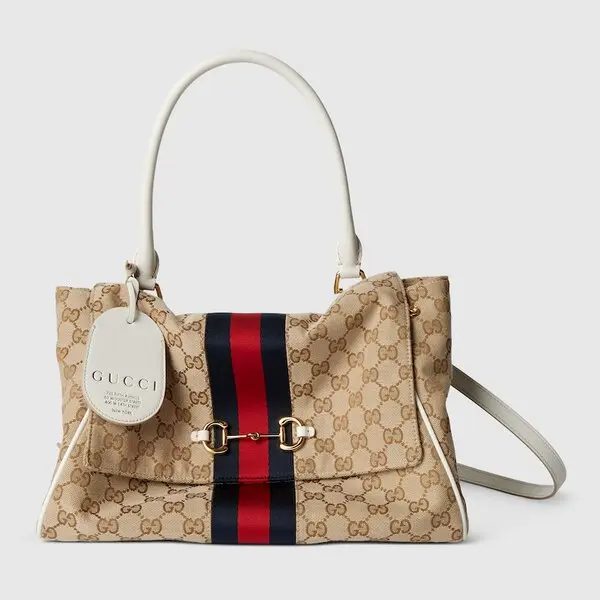 Gucci Paparazzo Medium Top Handle Bag Gg Canvas - Beige