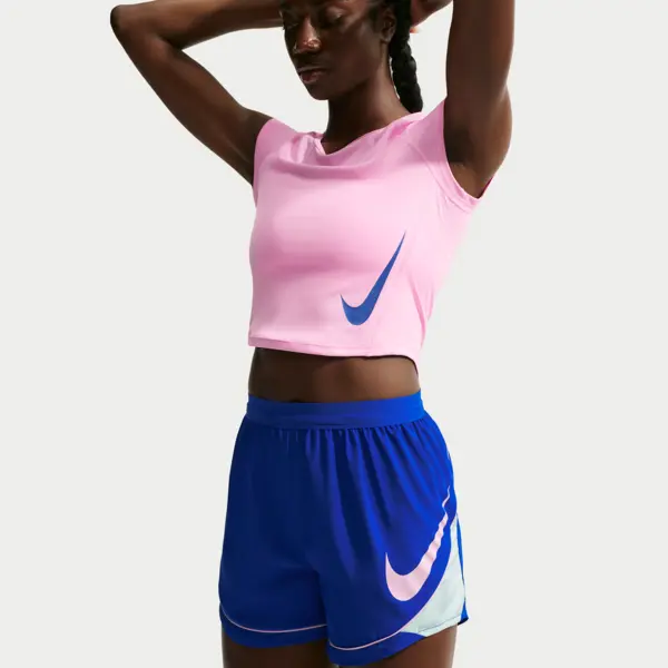 Nike Swoosh Dri-fit Mid-rise Running Shorts - Blue