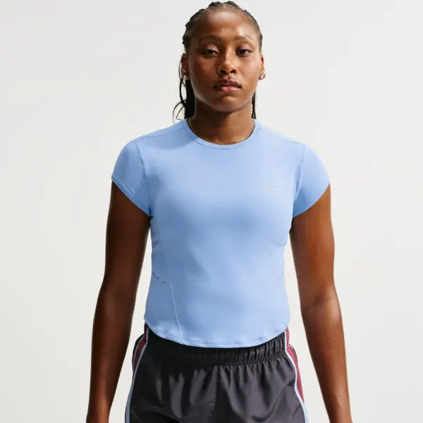 Nike Swift Dri-fit Seamless Cropped Short-sleeve Running Top - Blue