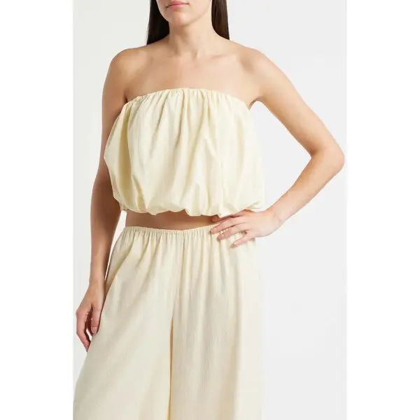 Faithfull The Brand Camila Strapless Stretch Cotton Bubble Top - Milk