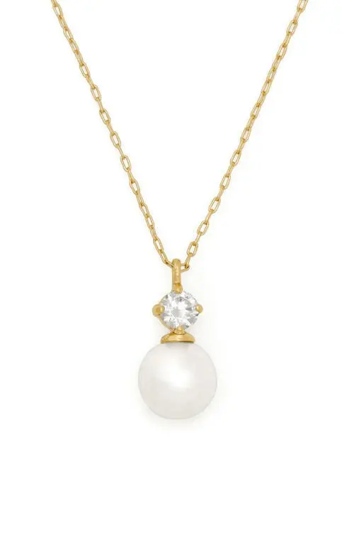 Kate Spade New York Imitation Pearl & Cubic Zirconia Mini Pendant Necklace - Cream Multi