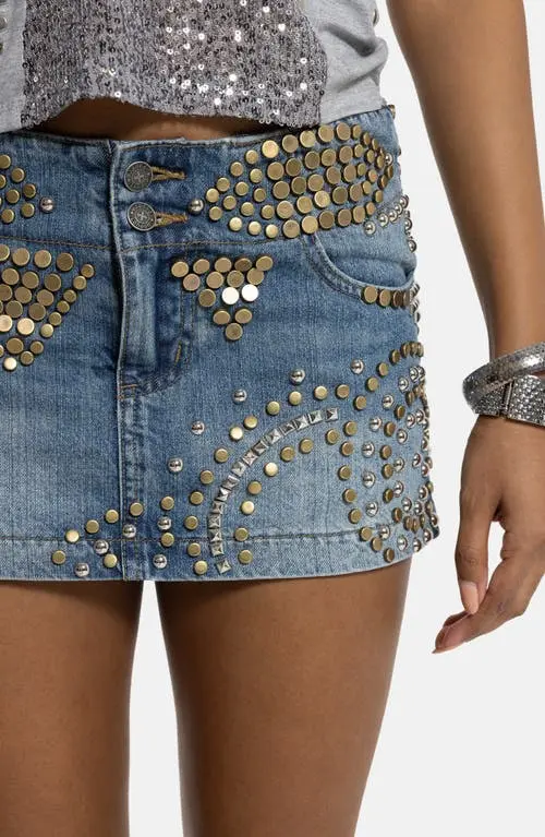 JADED LONDON Embellished Denim Miniskirt