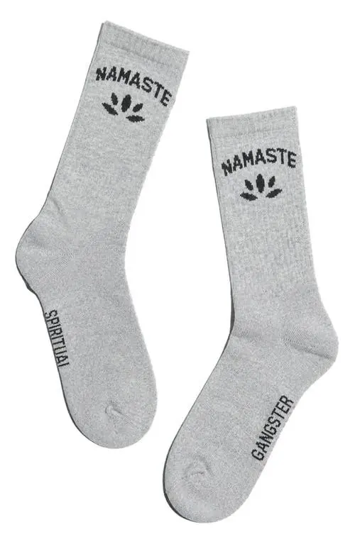 Spiritual Gangster Lotus Crew Socks - Heather Grey
