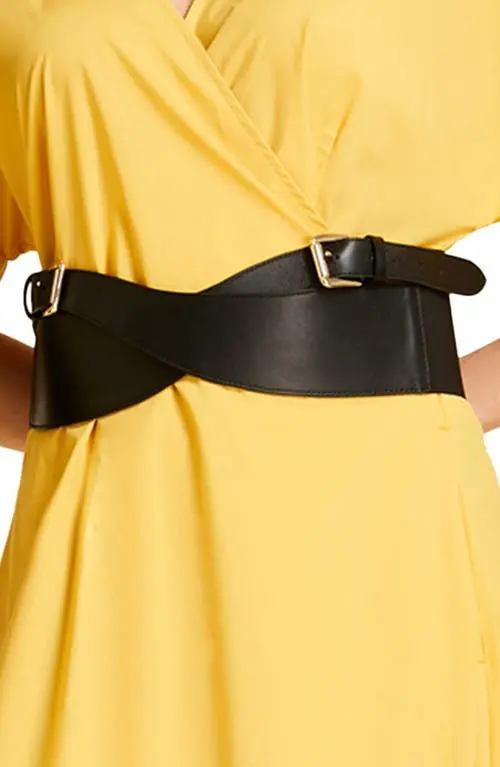 Marina Rinaldi Liguria Crossover Leather Belt - Black