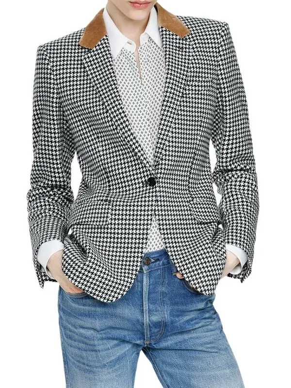 TOM FORD Boyfriend Jacket In Houndstooth Cashmere