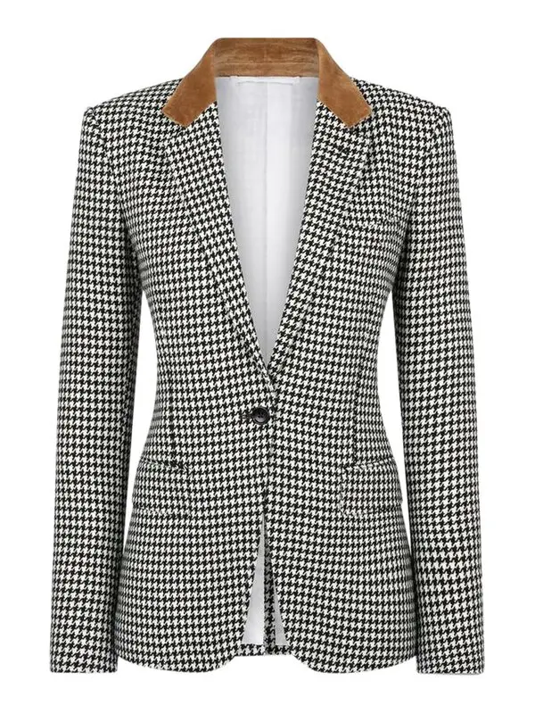 TOM FORD Houndstooth Cashmere Boyfriend Jacket - Multicolor
