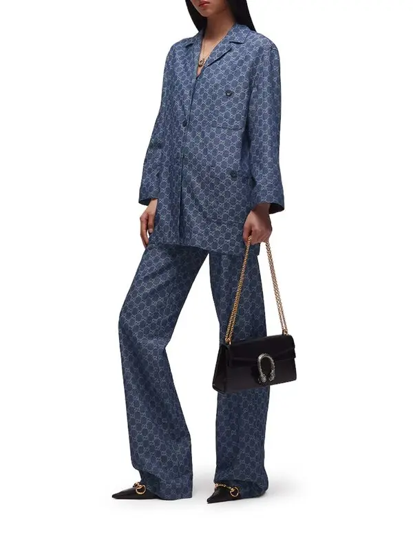 Gucci Gg Jacquard Cotton Denim Trousers