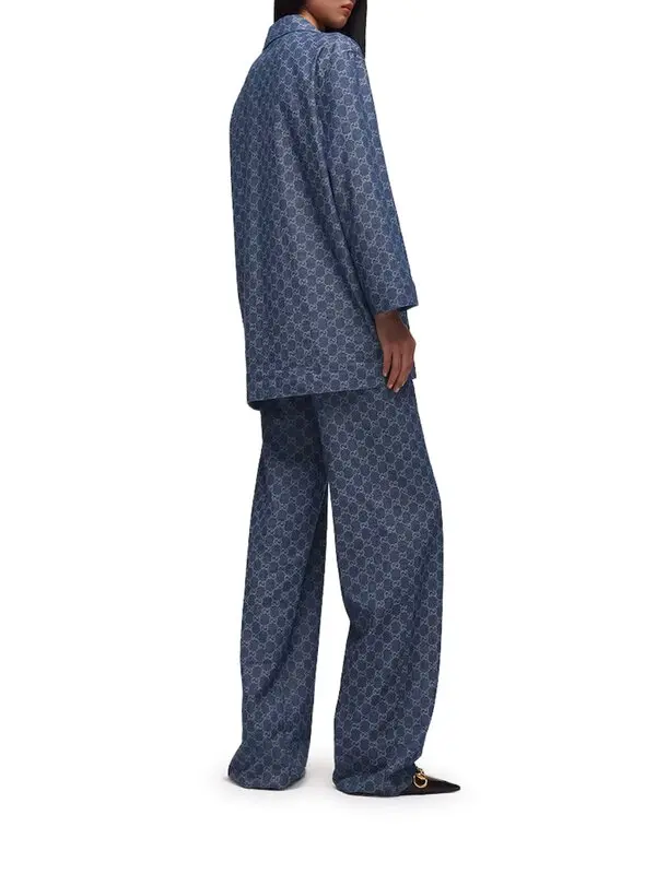 Gucci Gg Jacquard Cotton Denim Trousers