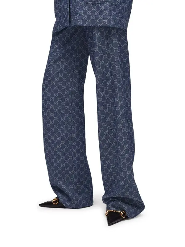 Gucci Gg Jacquard Cotton Denim Trousers