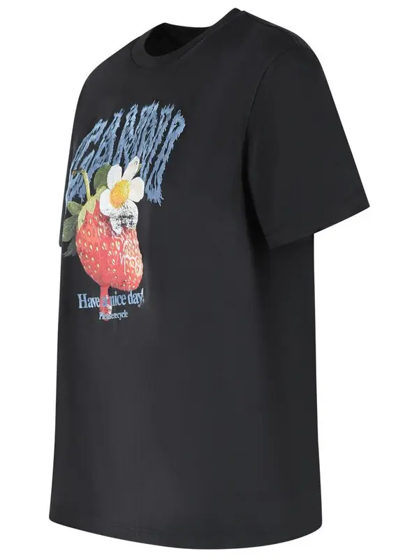 GANNI Strawberry Graphic Cotton T-shirt - Gray