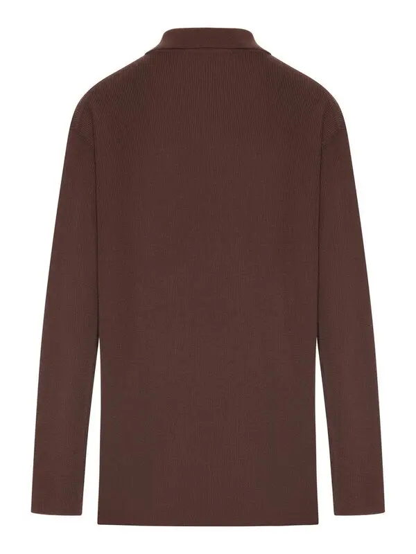 Miu Miu Ribbed Wool Polo Sweater