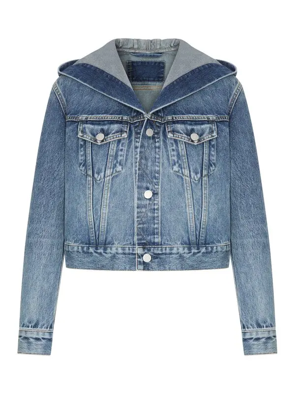 Alaïa Hooded Denim Jacket - Blue