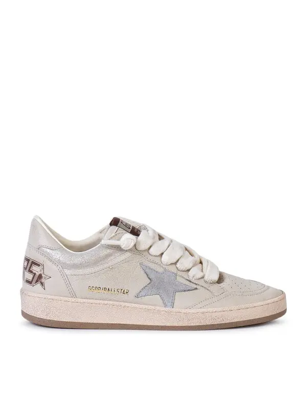 GOLDEN GOOSE Ball-star Sneakers In Nappa Leather With Glitter Accents - Multicolor
