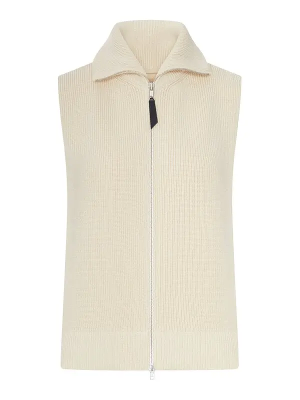 MAISON MARGIELA Ribbed Knit Zip-up Vest - Cream