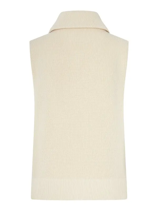 MAISON MARGIELA Ribbed Knit Zip-up Vest - Cream