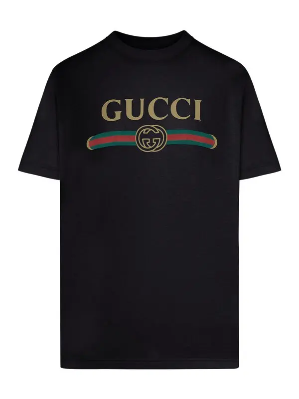 Gucci Cotton And Silk Jersey T-shirt With Print - Black