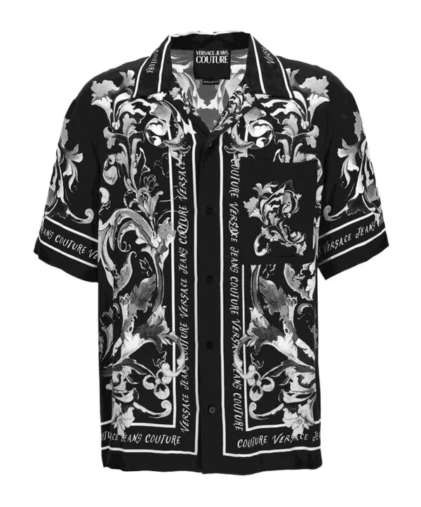 Versace Barocco Print Short-sleeved Shirt - Black
