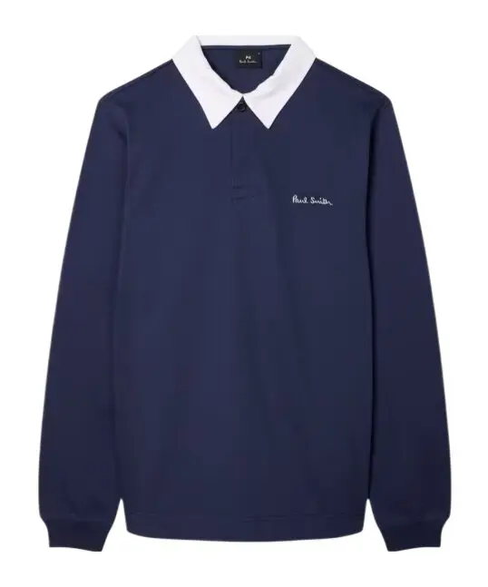 Paul Smith Contrast Collar Long-sleeve Polo Shirt - Navy