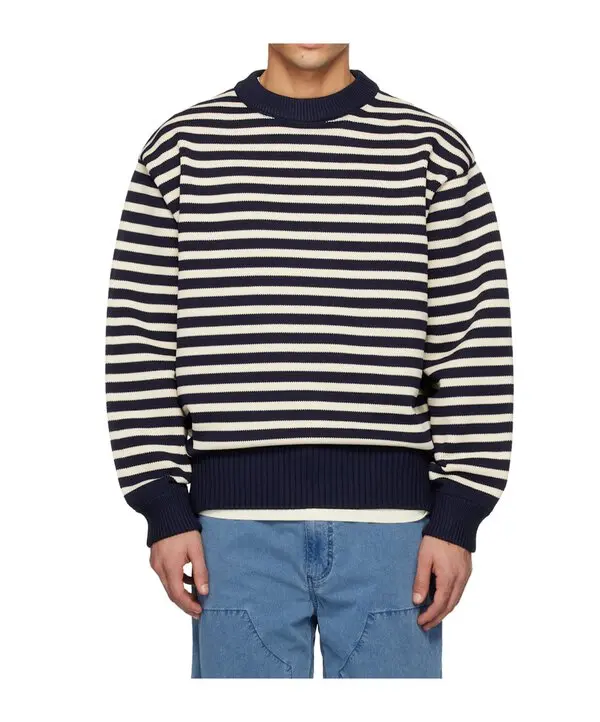 Nanamica Striped Relaxed Fit Mock Neck Sweater