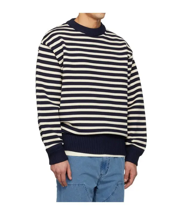 Nanamica Striped Relaxed Fit Mock Neck Sweater