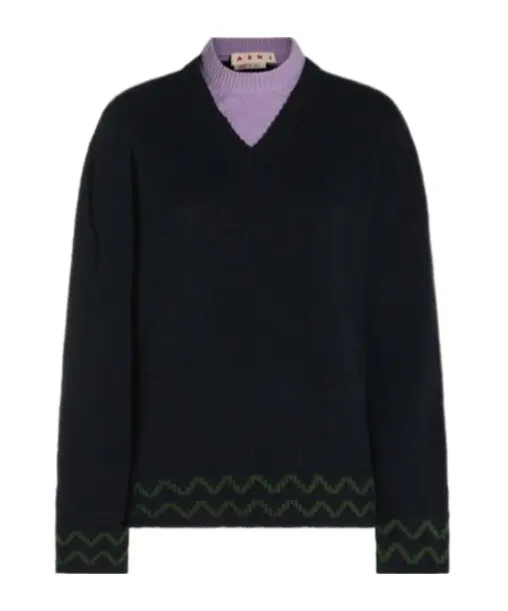 Marni Knitted Jumper With Zigzag Pattern - Black
