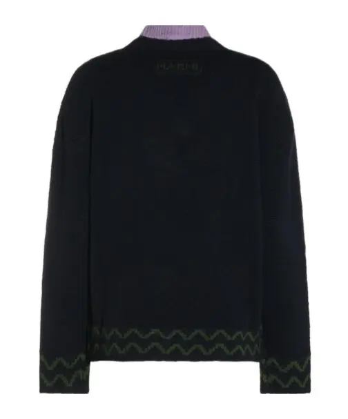 Marni Knitted Jumper With Zigzag Pattern - Black