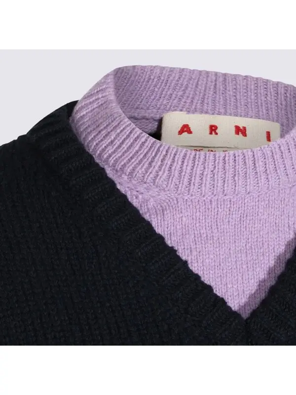Marni Knitted Jumper With Zigzag Pattern - Black
