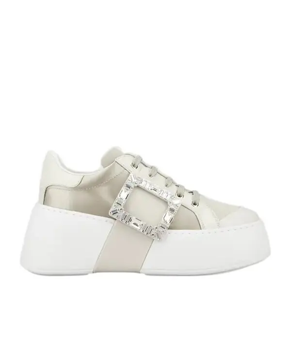 ROGER VIVIER Viv Skate Sneakers With Crystal Buckle - Grey