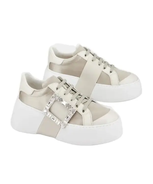 ROGER VIVIER Viv Skate Sneakers With Crystal Buckle - Grey