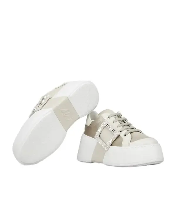 ROGER VIVIER Viv Skate Sneakers With Crystal Buckle - Grey