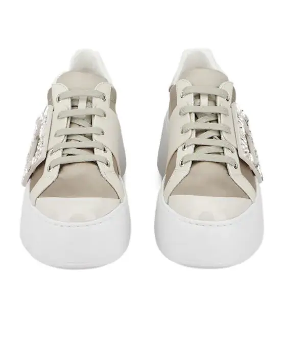 ROGER VIVIER Viv Skate Sneakers With Crystal Buckle - Grey