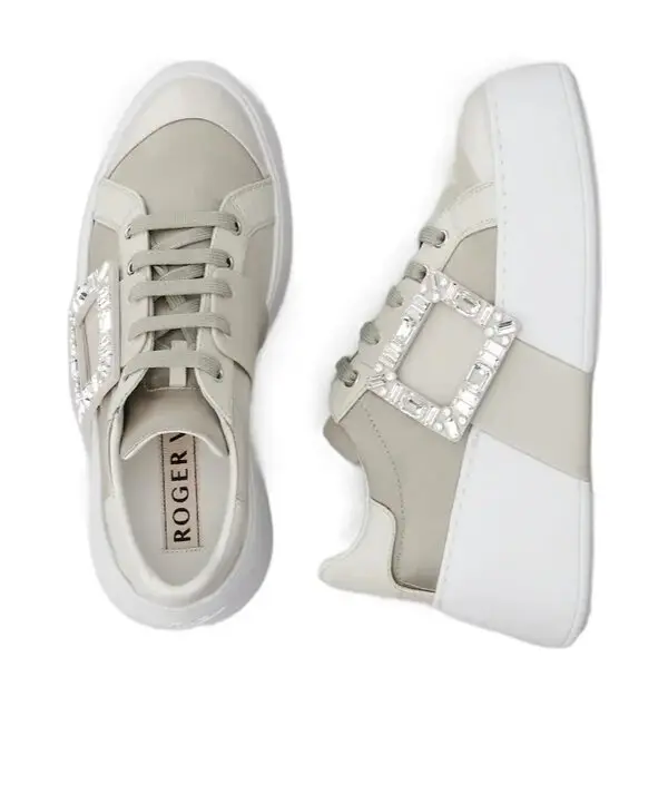 ROGER VIVIER Viv Skate Sneakers With Crystal Buckle - Grey