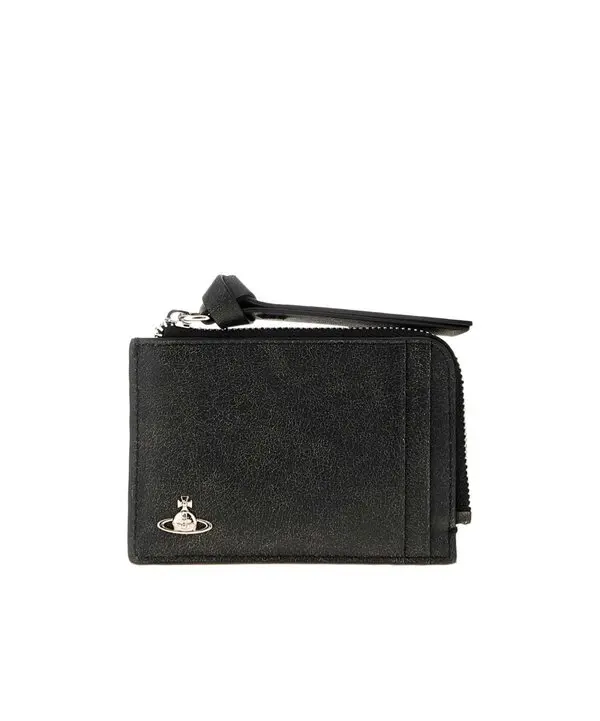 VIVIENNE WESTWOOD Zip-around Card Holder Wallet - Black