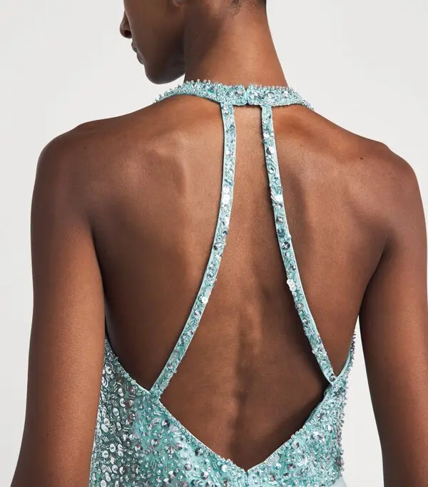 Jenny Packham Embellished Halterneck Gown