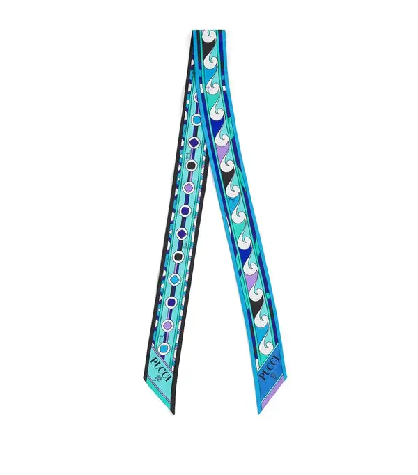 Emilio Pucci Silk Twill Printed Scarf - Blue