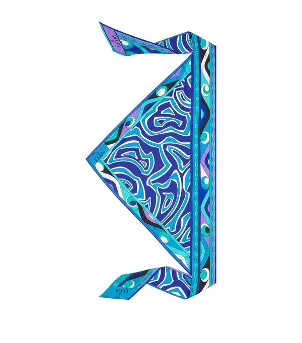 Emilio Pucci Silk Labirinto Triangle Scarf Top - Blue