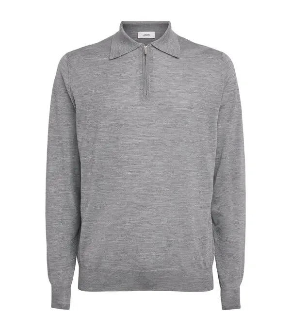 LARDINI Wool-silk-cashmere Quarter-zip Sweater