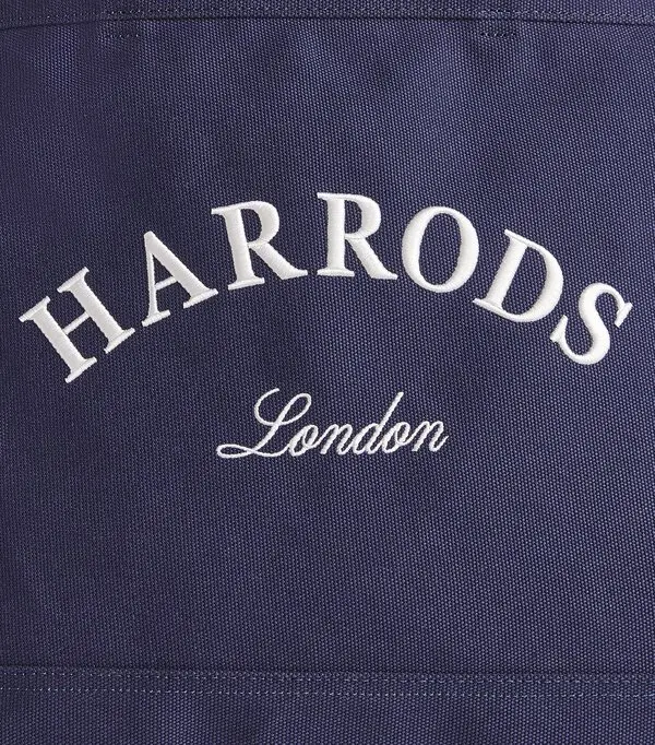 Harrods Medium Cotton Embroidered Logo Tote Bag - Navy