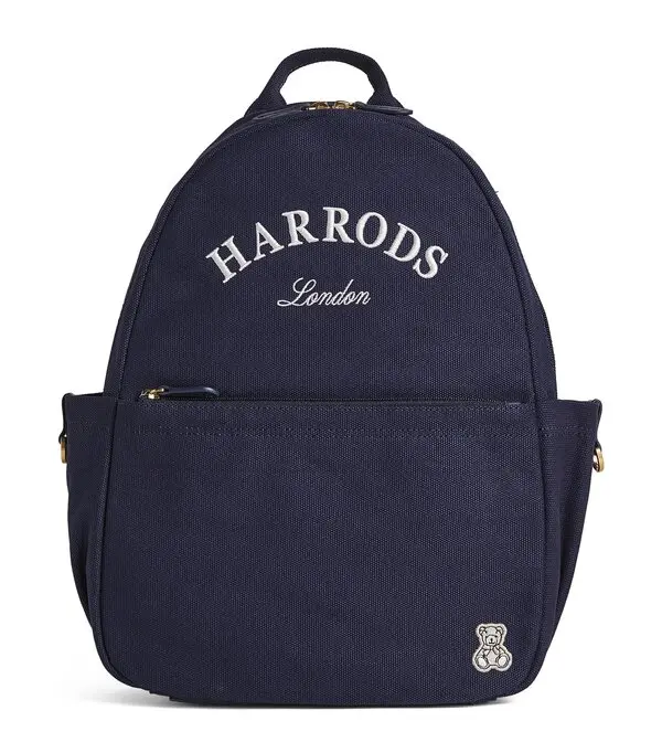 Harrods Cotton Embroidered Emblem Backpack - Navy