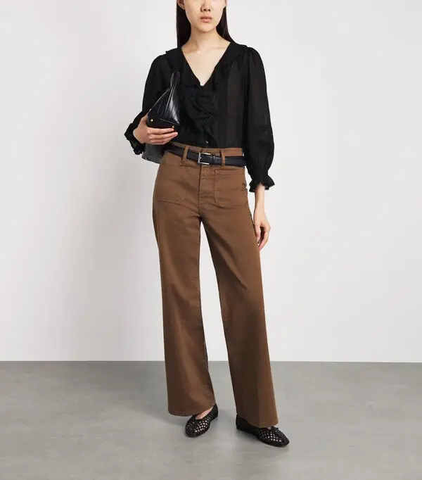 ME+EM Cotton Voile Ruffle Blouse