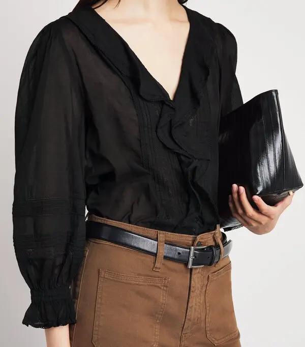 ME+EM Cotton Voile Ruffle Blouse