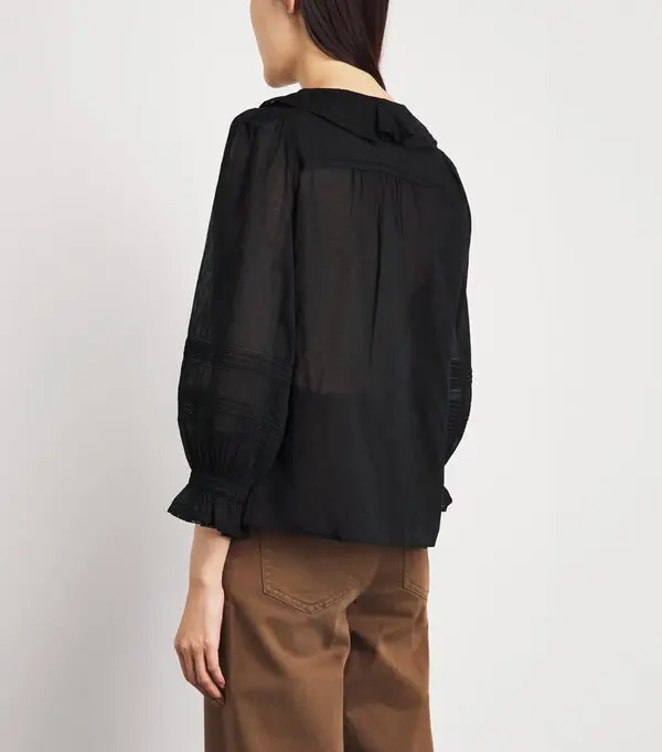 ME+EM Cotton Voile Ruffle Blouse