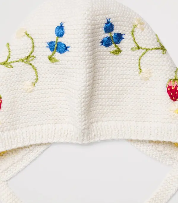 SHIRLEY BREDAL Cotton Embroidered Strawberry Bonnet