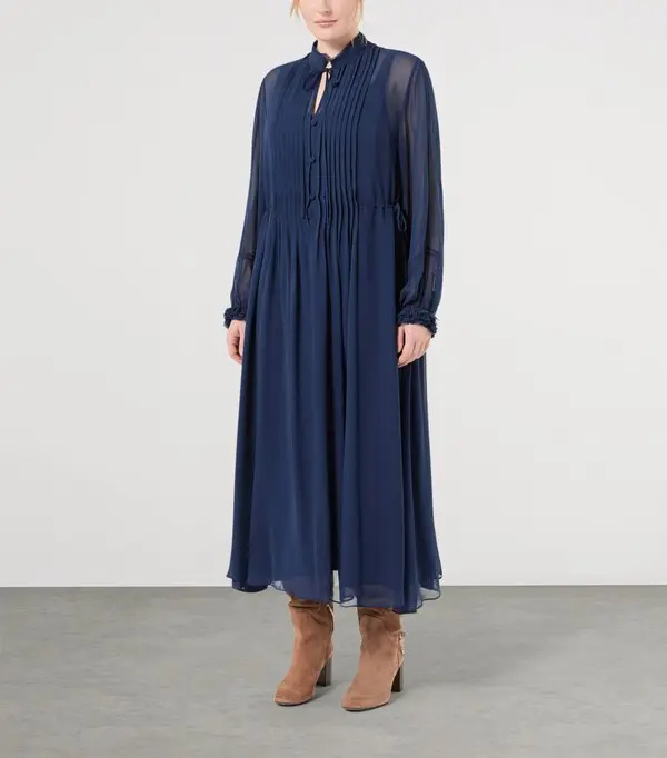 Marina Rinaldi Sheer Silk Midi Dress