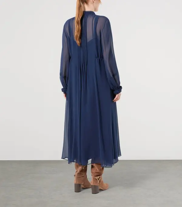Marina Rinaldi Sheer Silk Midi Dress