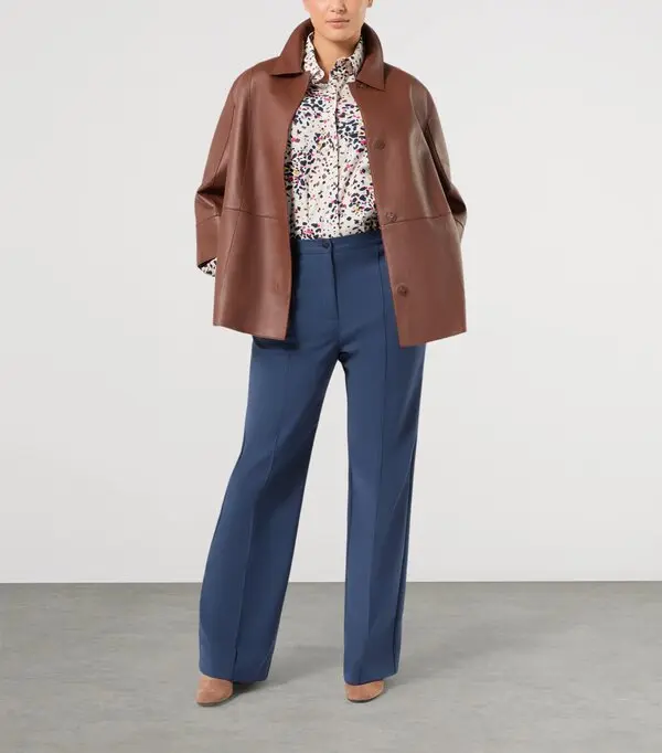 Marina Rinaldi Leather Cropped Jacket