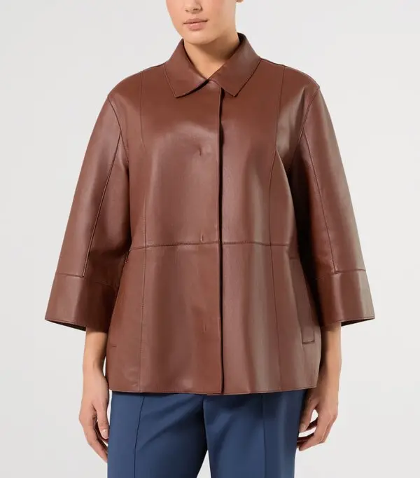 Marina Rinaldi Leather Cropped Jacket