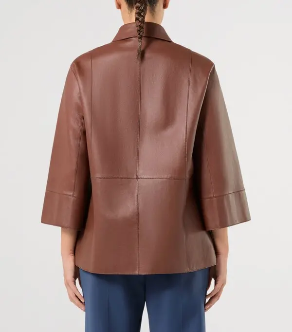 Marina Rinaldi Leather Cropped Jacket