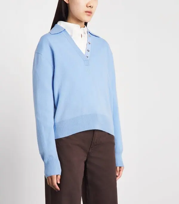 Claudie Pierlot Wool-cashmere Polo Sweater - Blue